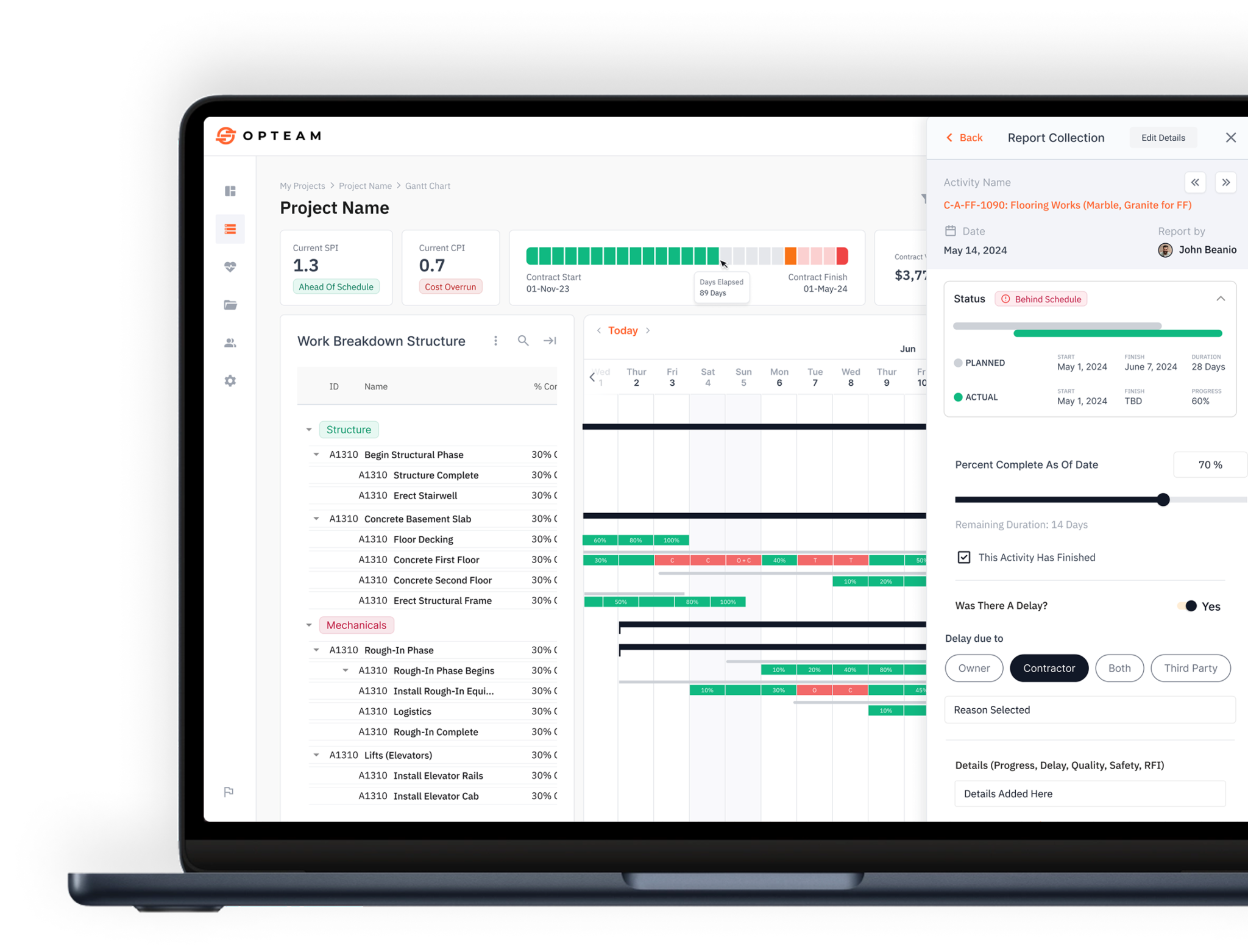 AI Construction CPM Schedule - Opteam